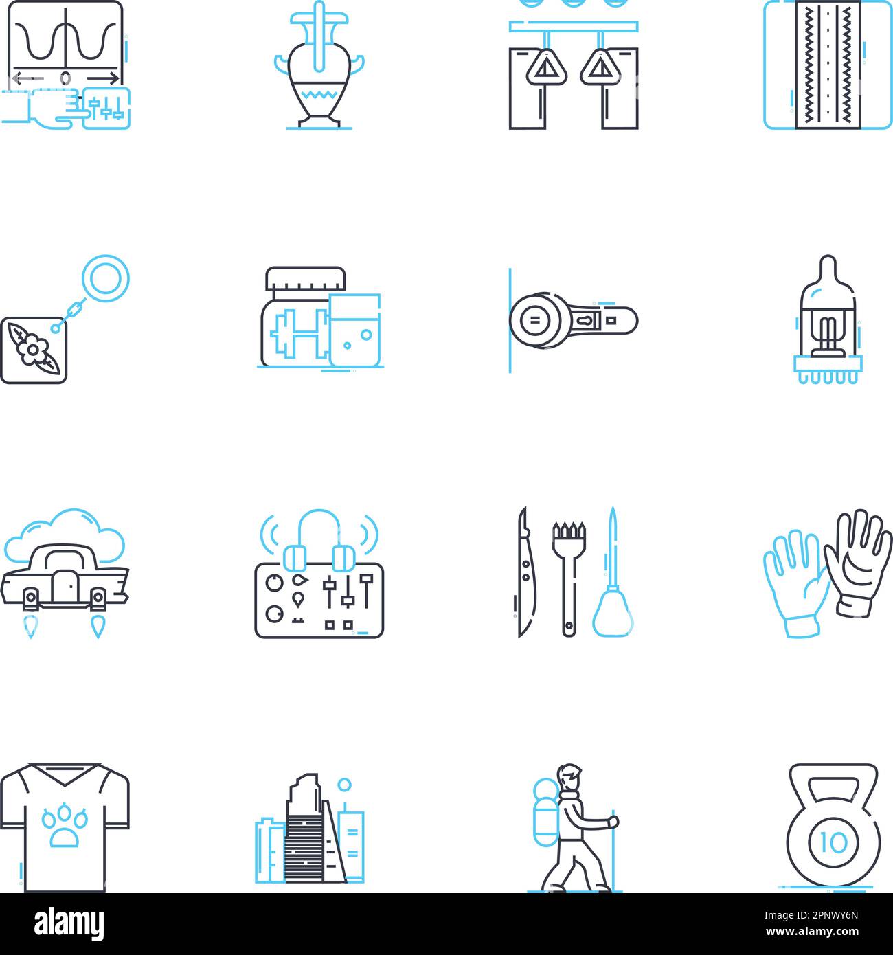 Outdoor trek linear icons set. Adventure, Nature, Hiking, Backpacking ...