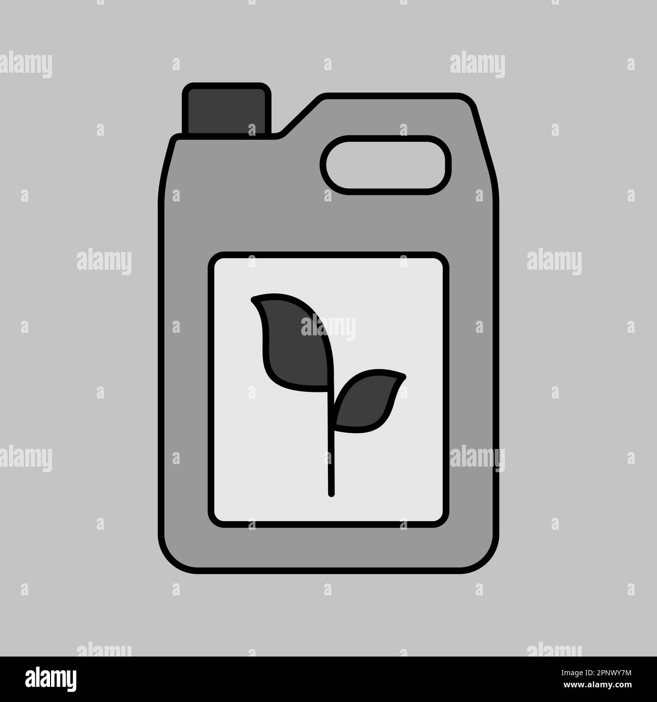 Canister of plant fertilizers isolated vector grayscale icon. Chemical ...
