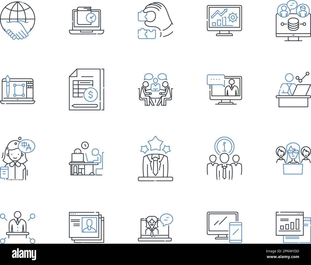 Leadership line icons collection. Visionary, Empathy, Influential ...