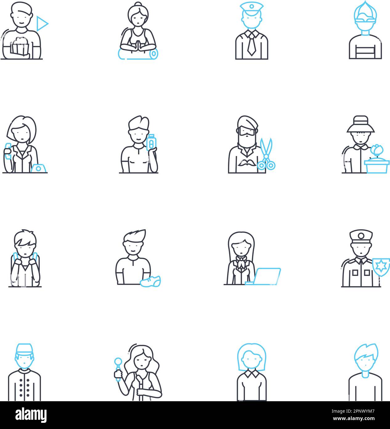 Client behavior linear icons set. Impulsive, Demanding, Meticulous ...