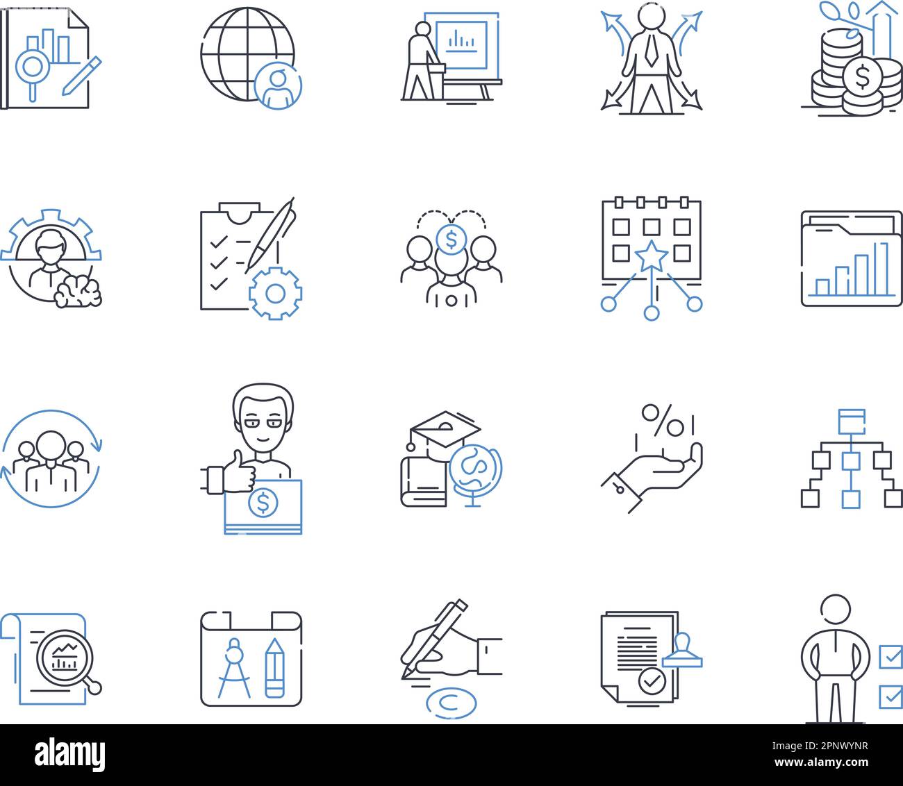 Consumer behavior analysis line icons collection. Motivation ...