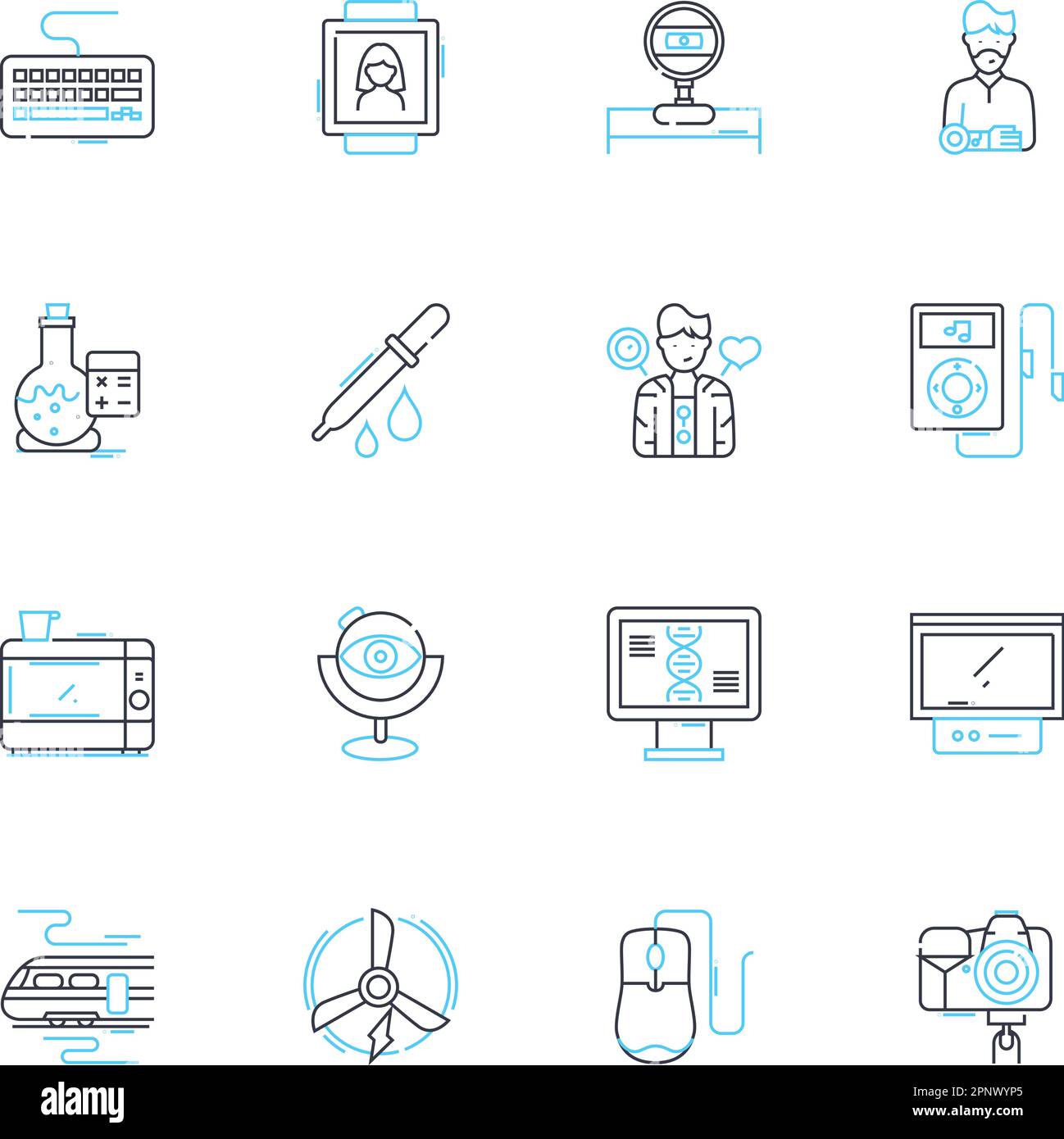 Synthetic biology linear icons set. Bioengineering, Genomics, Gene ...