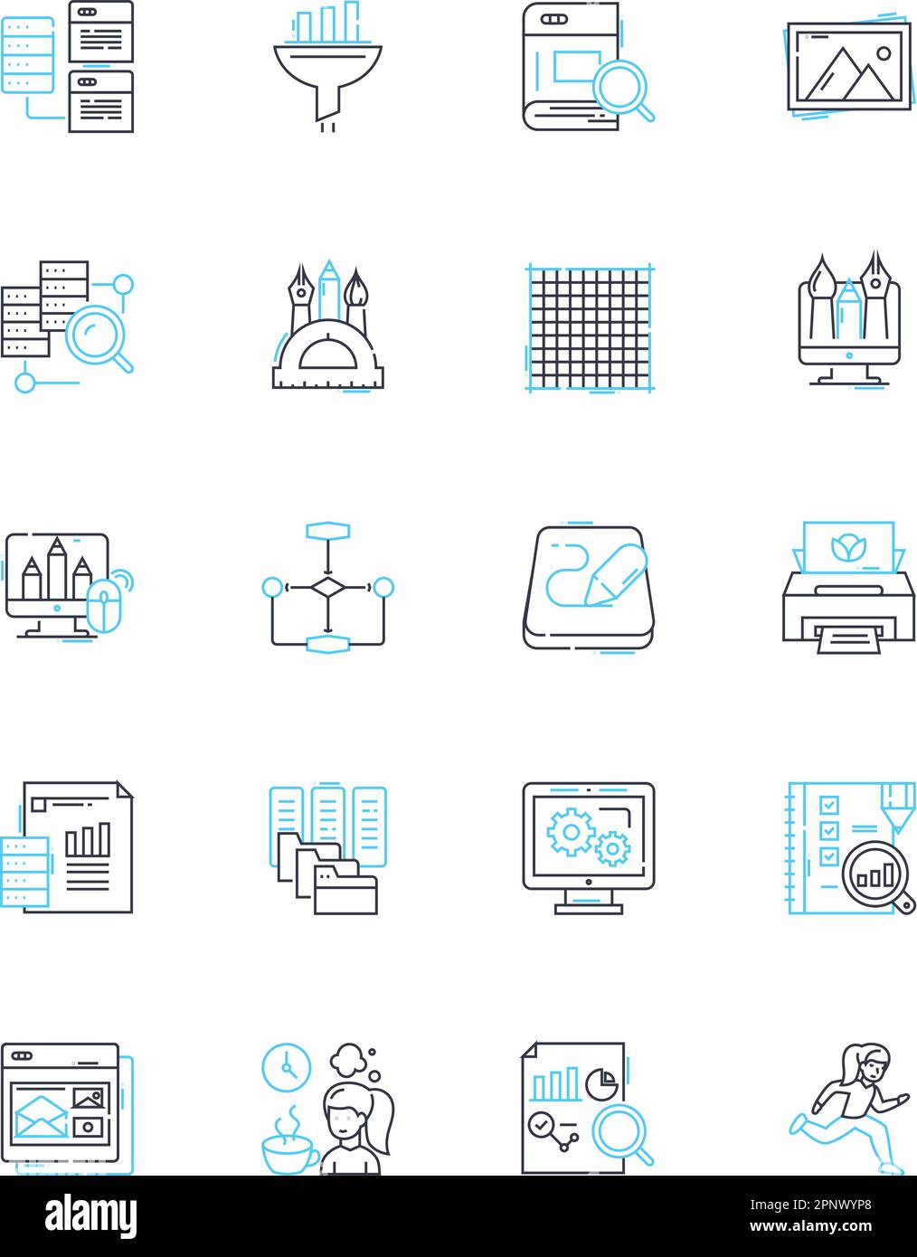 Product marketing linear icons set. Promotion, Advertising, Branding, Positioning, Strategy ...