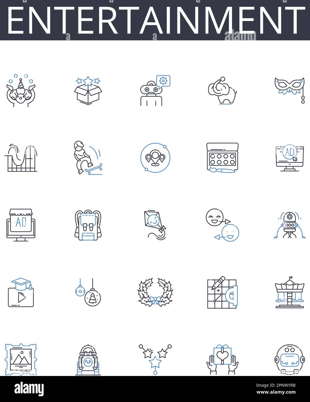 Entertainment line icons collection. Amusement, Diversion, Enjoyment ...