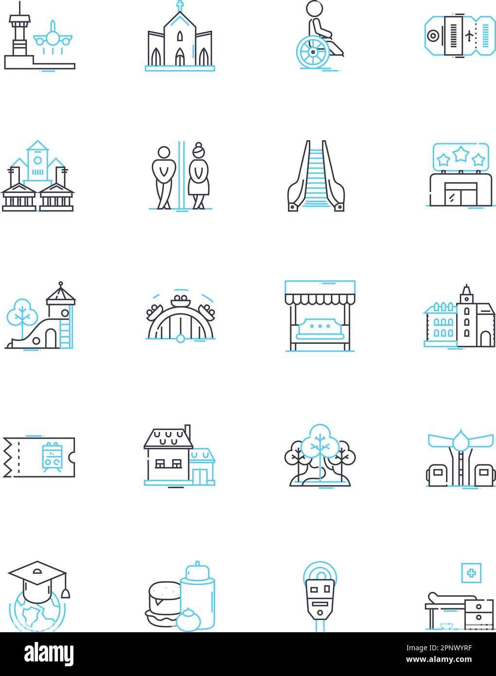 Municipality linear icons set. Governance, Services, Infrastructure ...