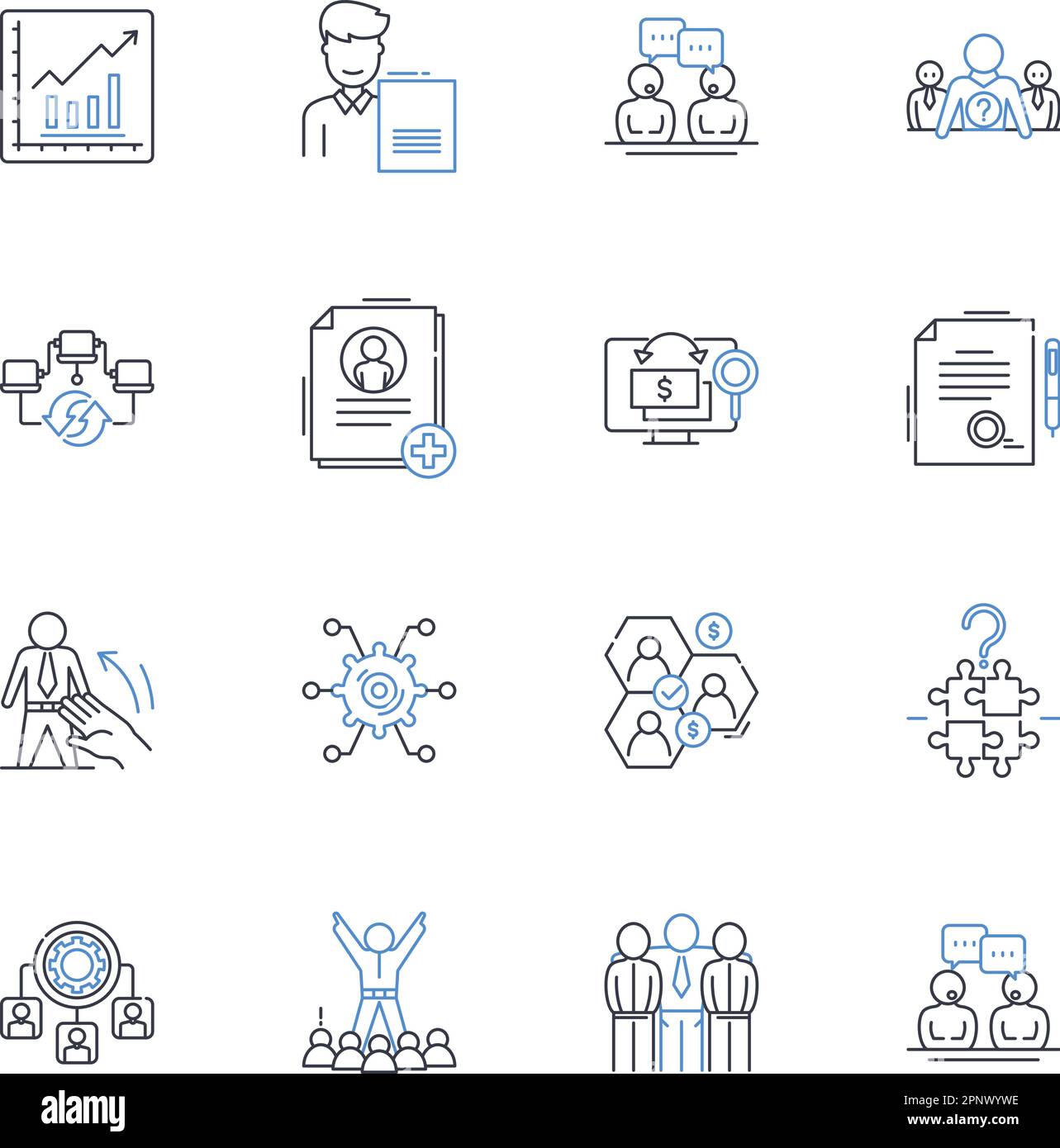 Professional seminar line icons collection. Leadership, Nerking, Development, Strategies ...