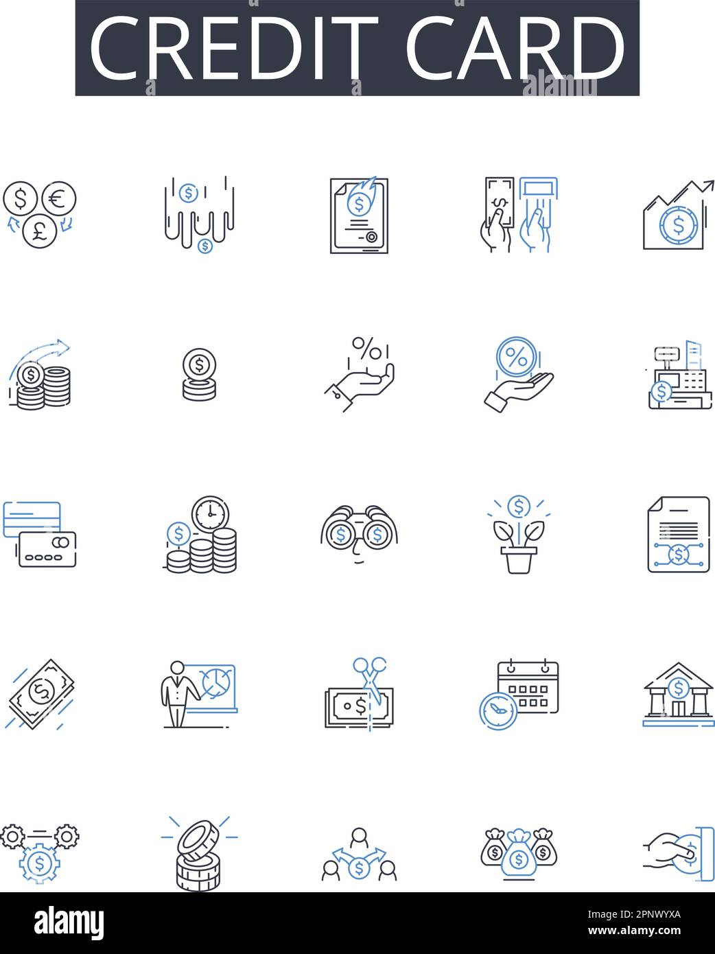 Credit card line icons collection. Prioritization, Efficiency, Planning ...