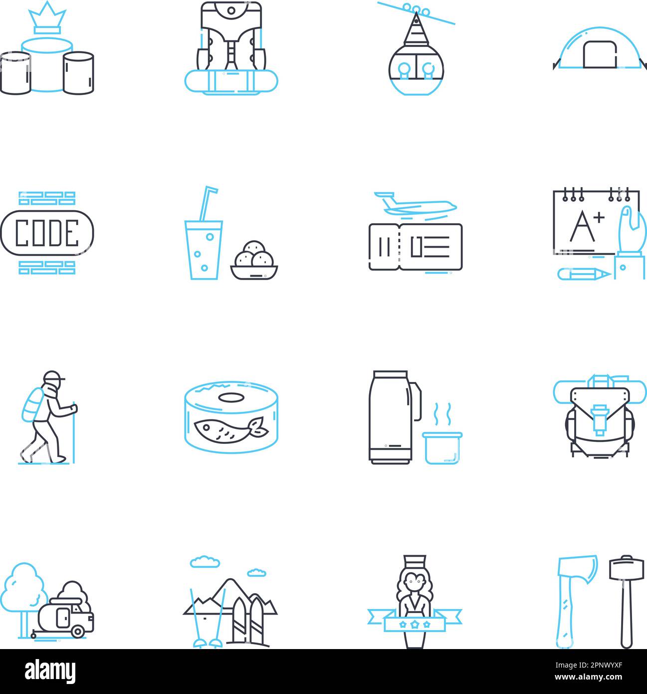 Calm pause linear icons set. Serenity, Tranquility, Stillness, Peace ...