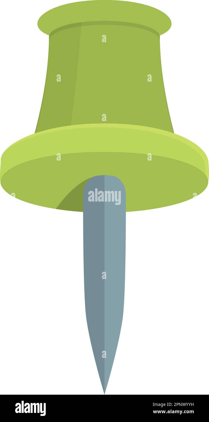 Green push pin icon cartoon vector. Paper pushpin. Office clip Stock ...