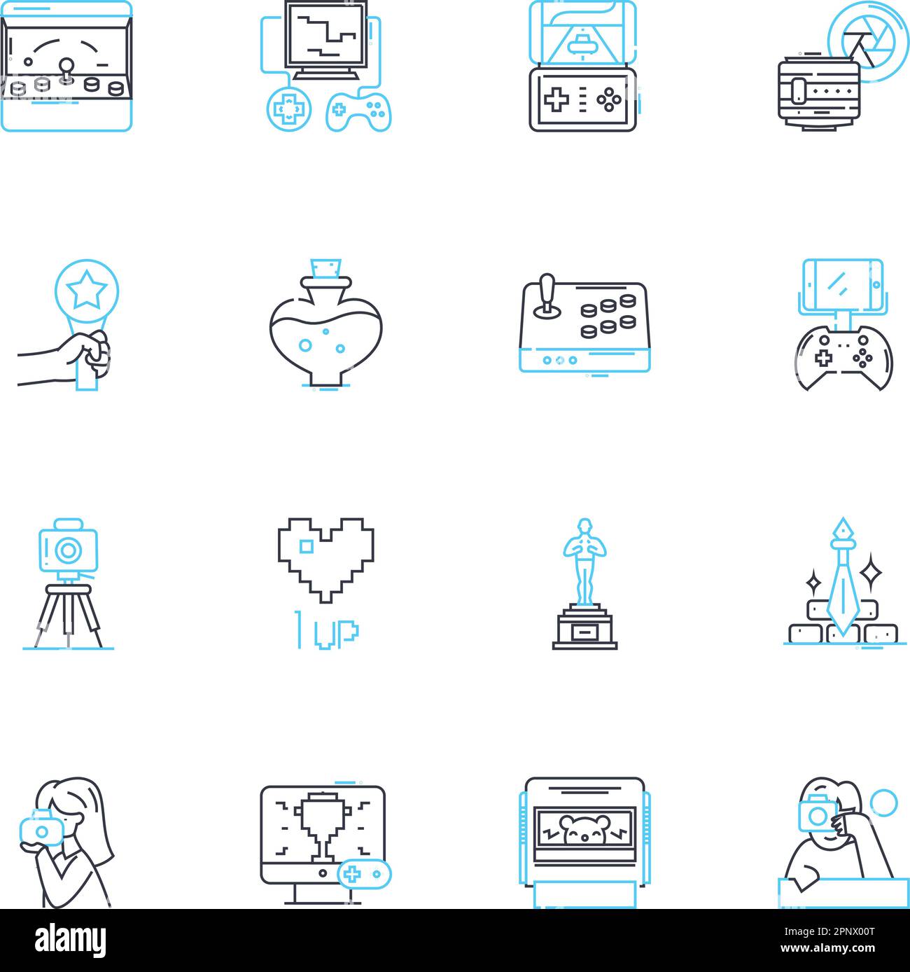 Multimedia linear icons set. Video, Audio, Graphic, Animation, Design, Technology, Presentation ...