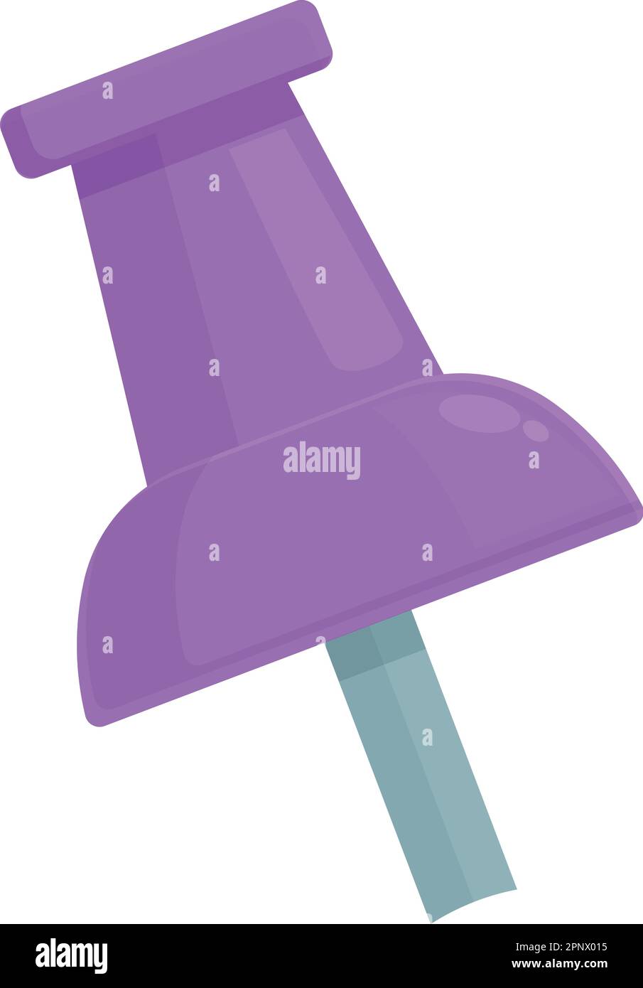 Purple pin push icon cartoon vector. Paper attach. Tack button Stock ...
