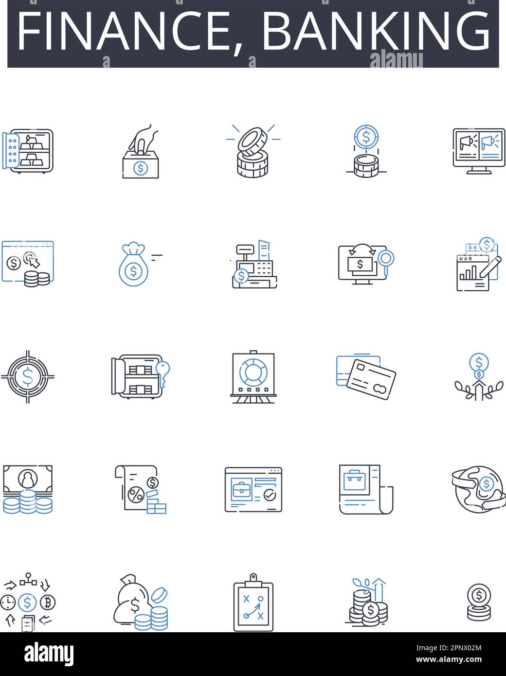 Finance, banking line icons collection. Accounting, Investment, My ...