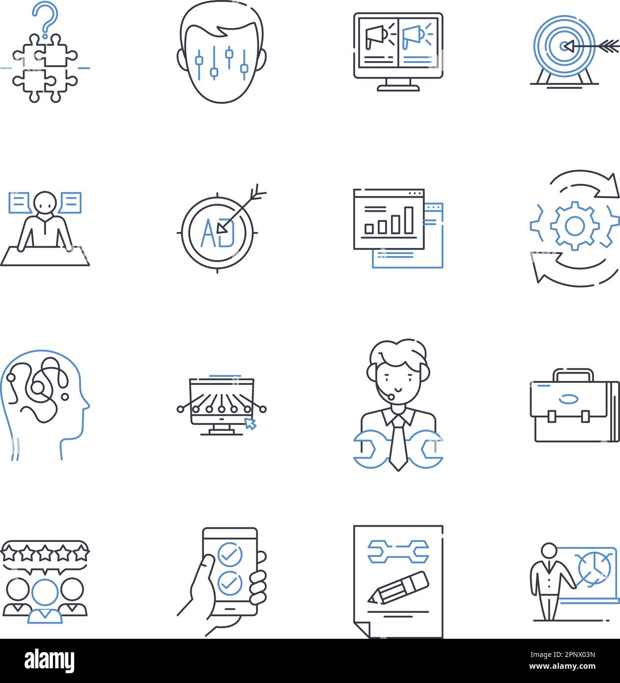 Collaboration Task Line Icons Collection Synergy Coordination