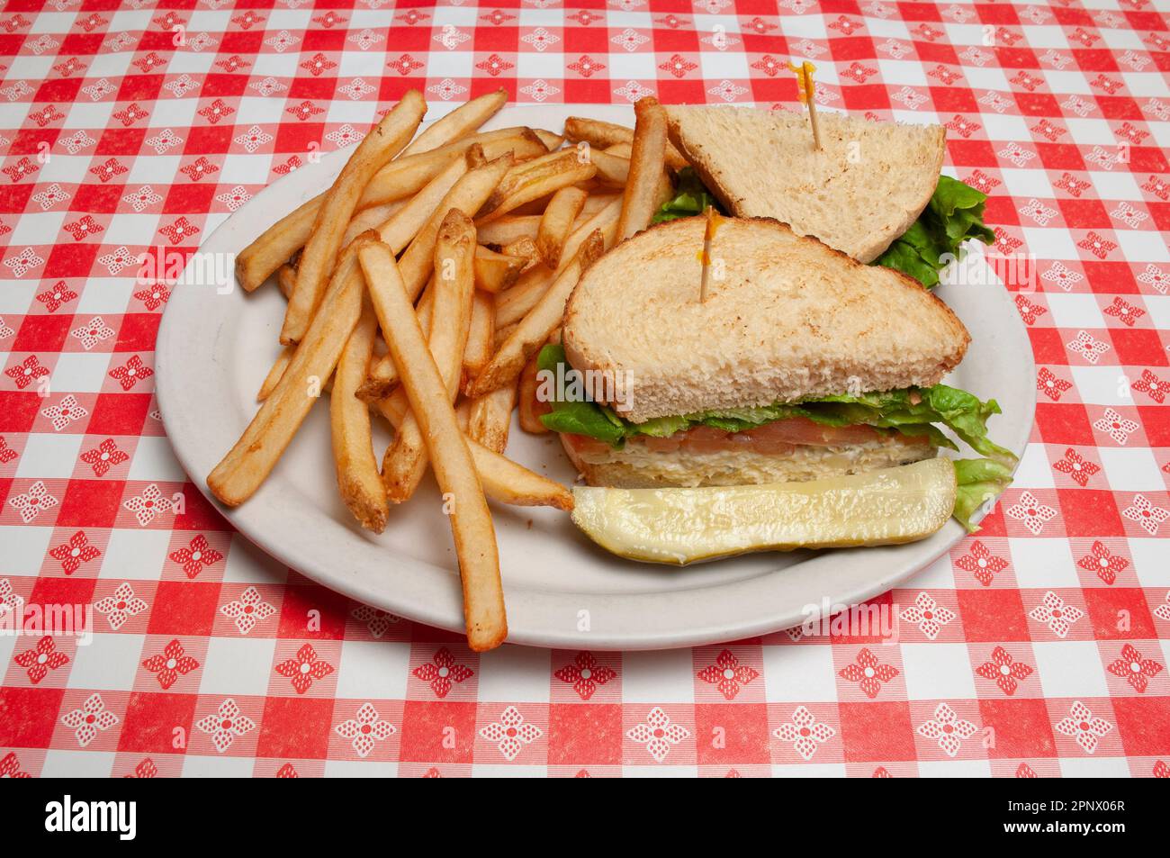 Delicious American lunch cuisine known as the chicken salad sandwich ...