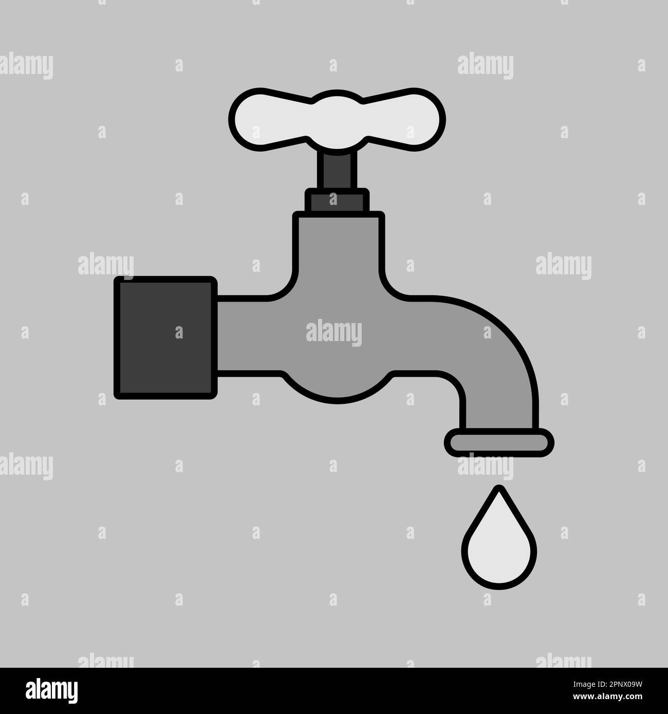 Faucet with drop isolated vector grayscale icon. Graph symbol for ... Faucet with drop isolated vector grayscale icon. Graph symbol for ...