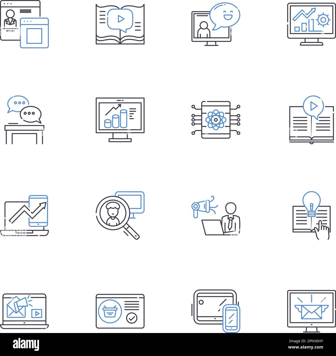 Virtual Classrooms Line Icons Collection Interactivity Engagement Collaboration