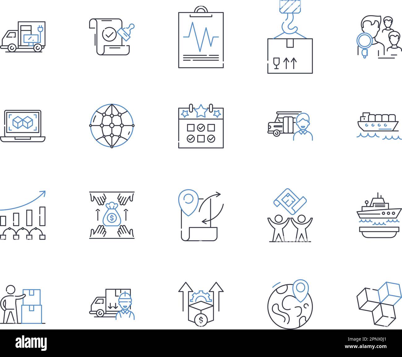 Supply line icons collection. Inventory, Production, Stock, Logistics ...