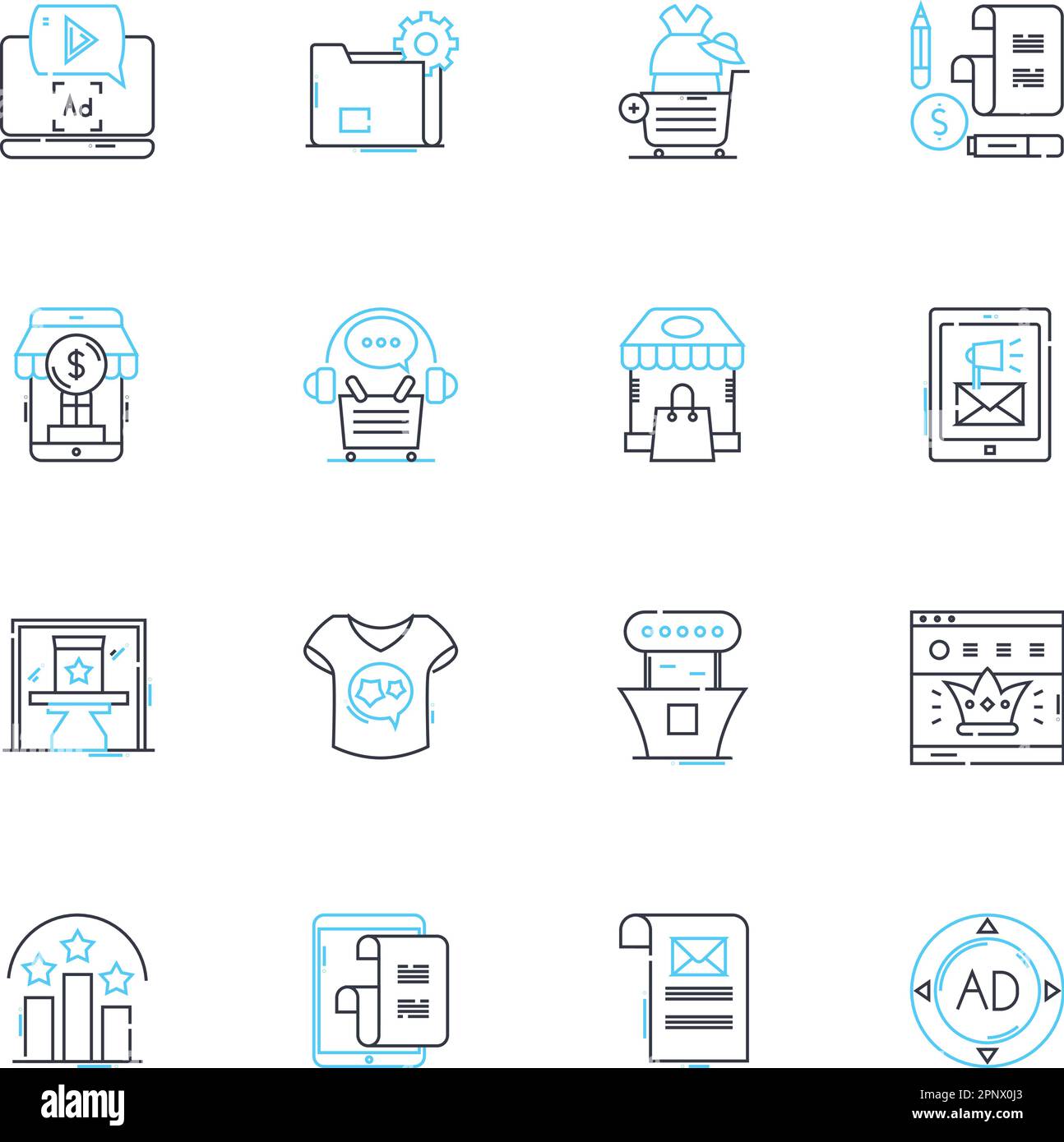 Mobile marketing linear icons set. Smartph, Text, App, Analytics ...