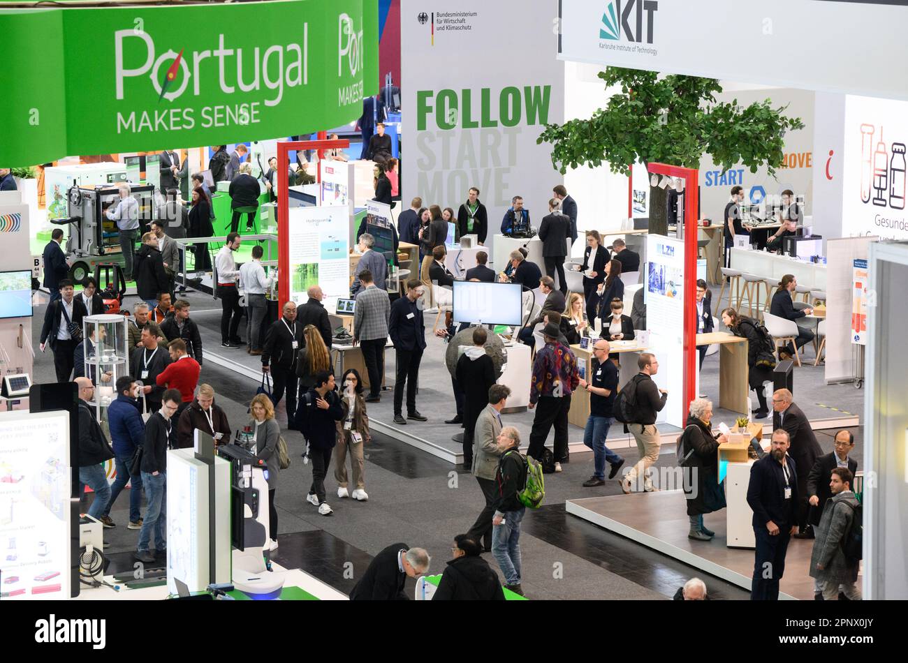 Hanover, Germany. 20th Apr, 2023. Numerous visitors walk through ...