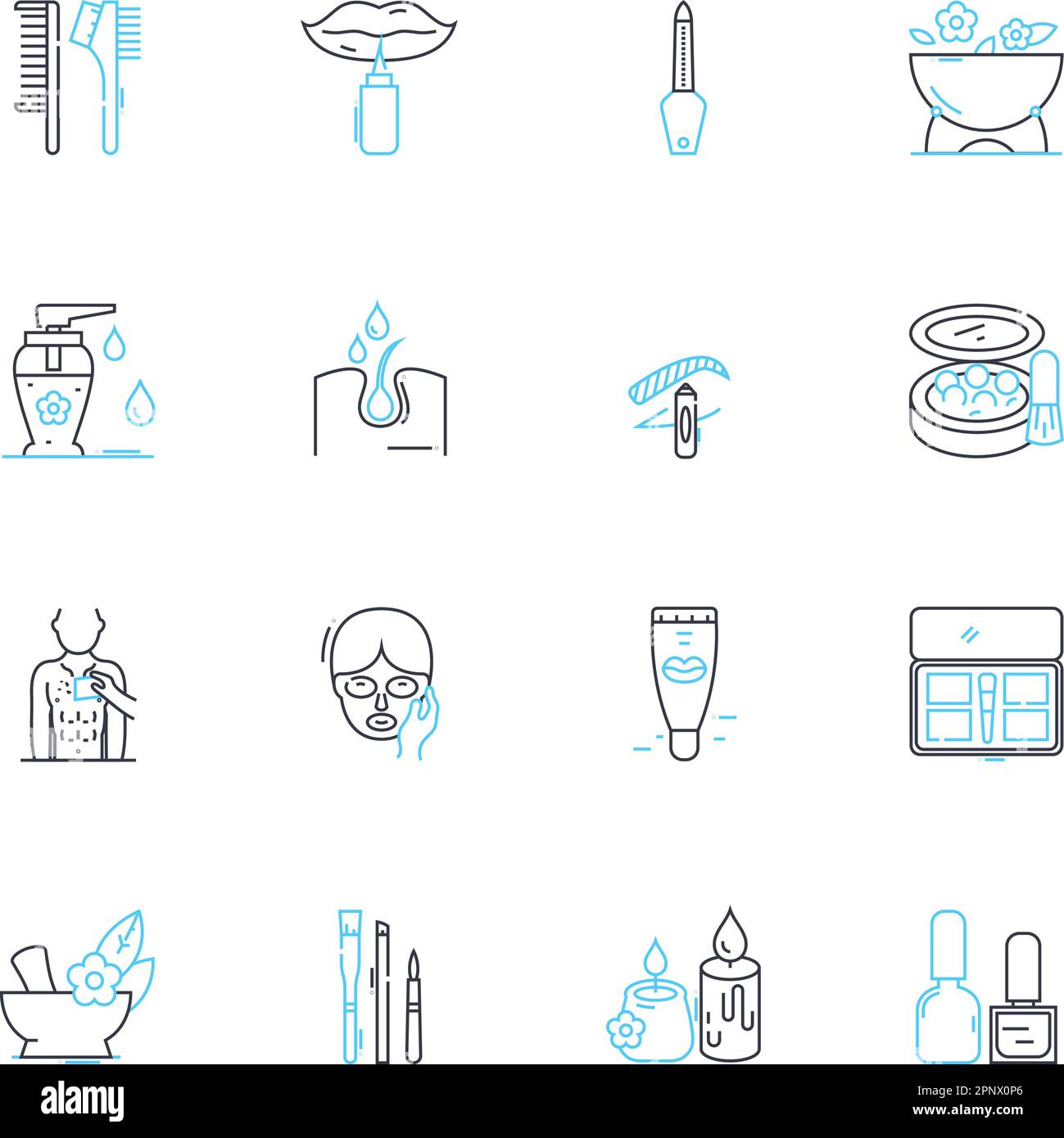 Tanning salon linear icons set. bronzing, spray, sunscreen, glowing, UV ...