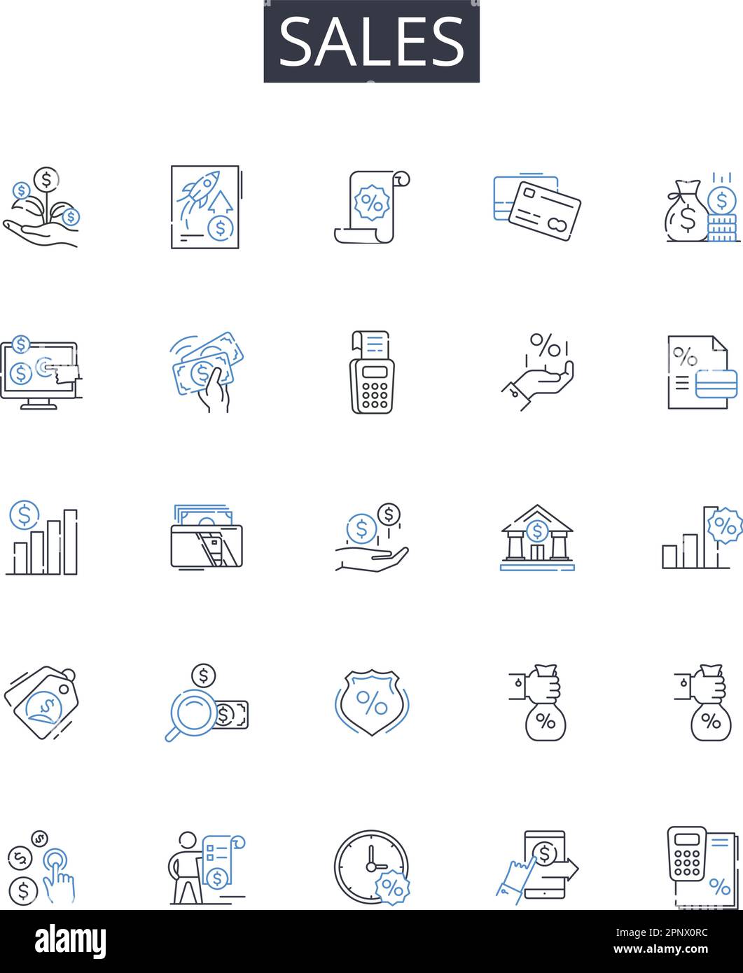 Sales line icons collection. Sharing, Collaborating, Engaging ...