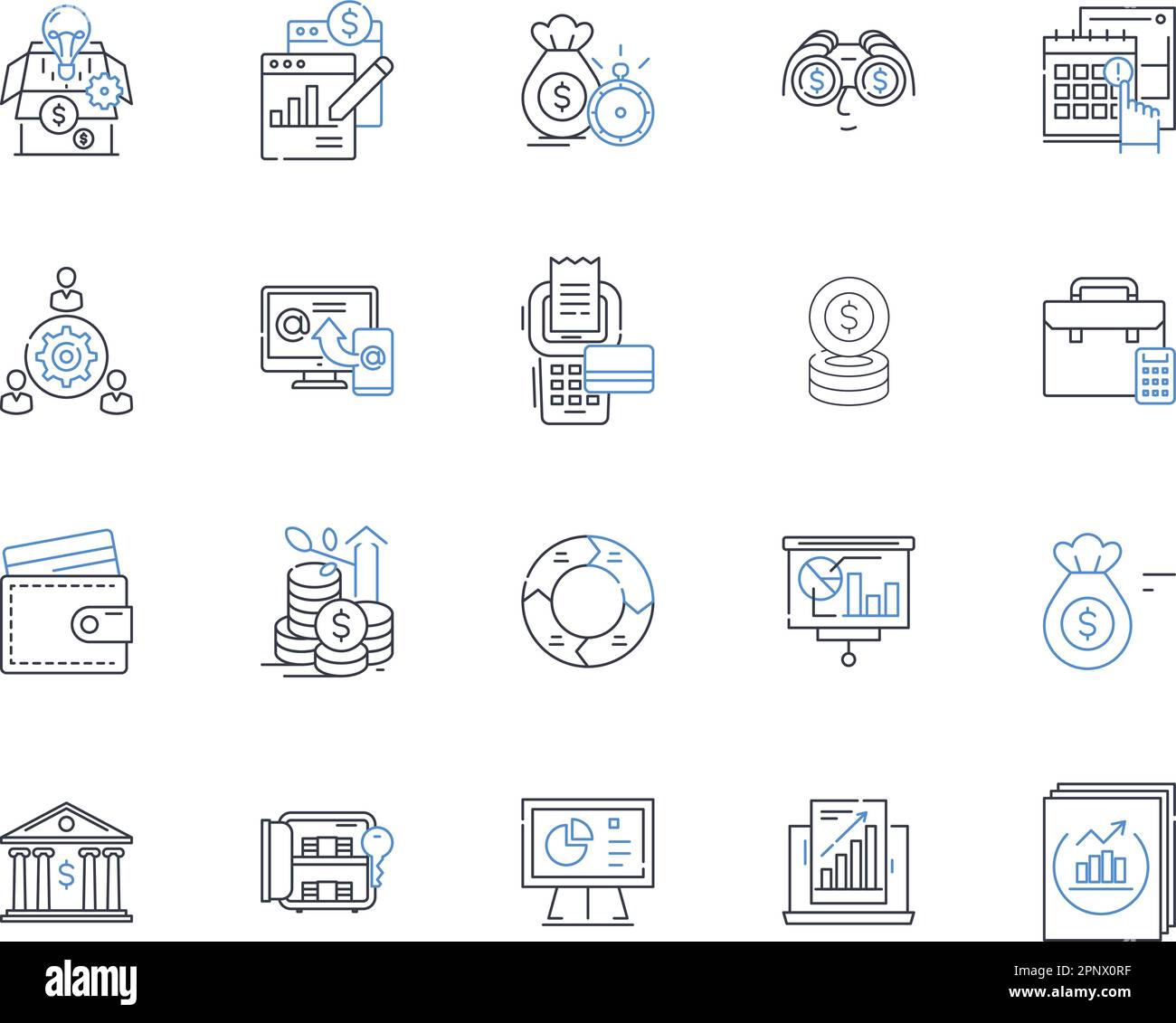 Banking consultation line icons collection. Finance, Investment ...