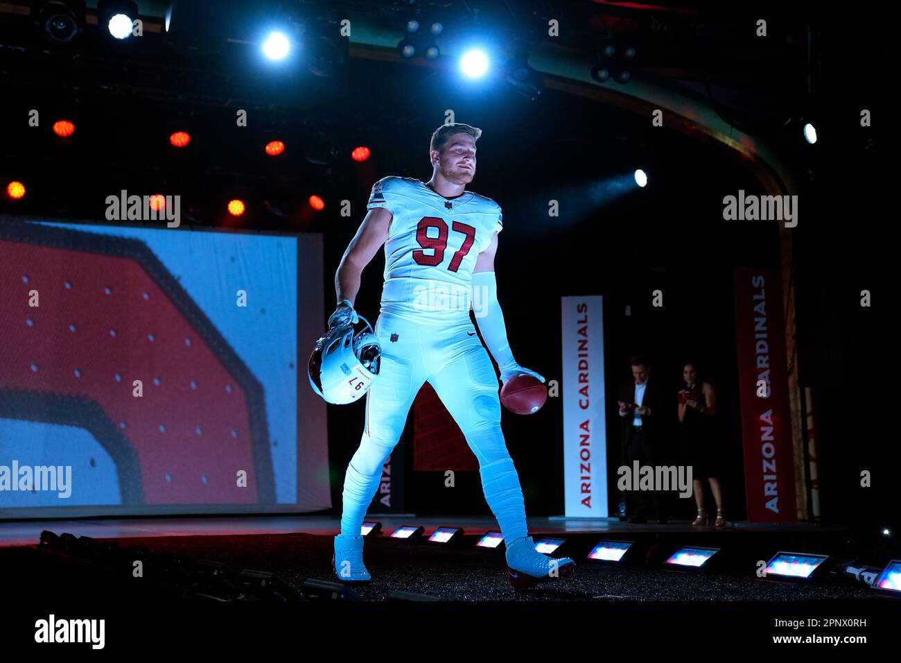 Arizona Cardinals linebacker Cameron Thomas showcases the NFL football ...