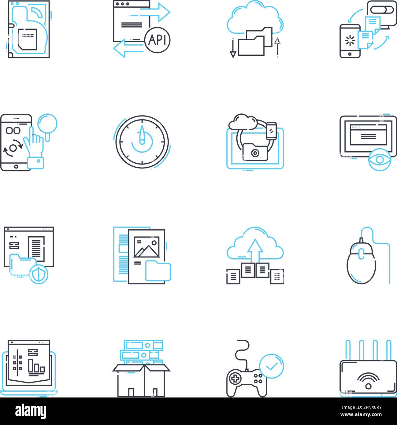 Web analytics linear icons set. Tracking, Analysis, Metrics, Conversion ...