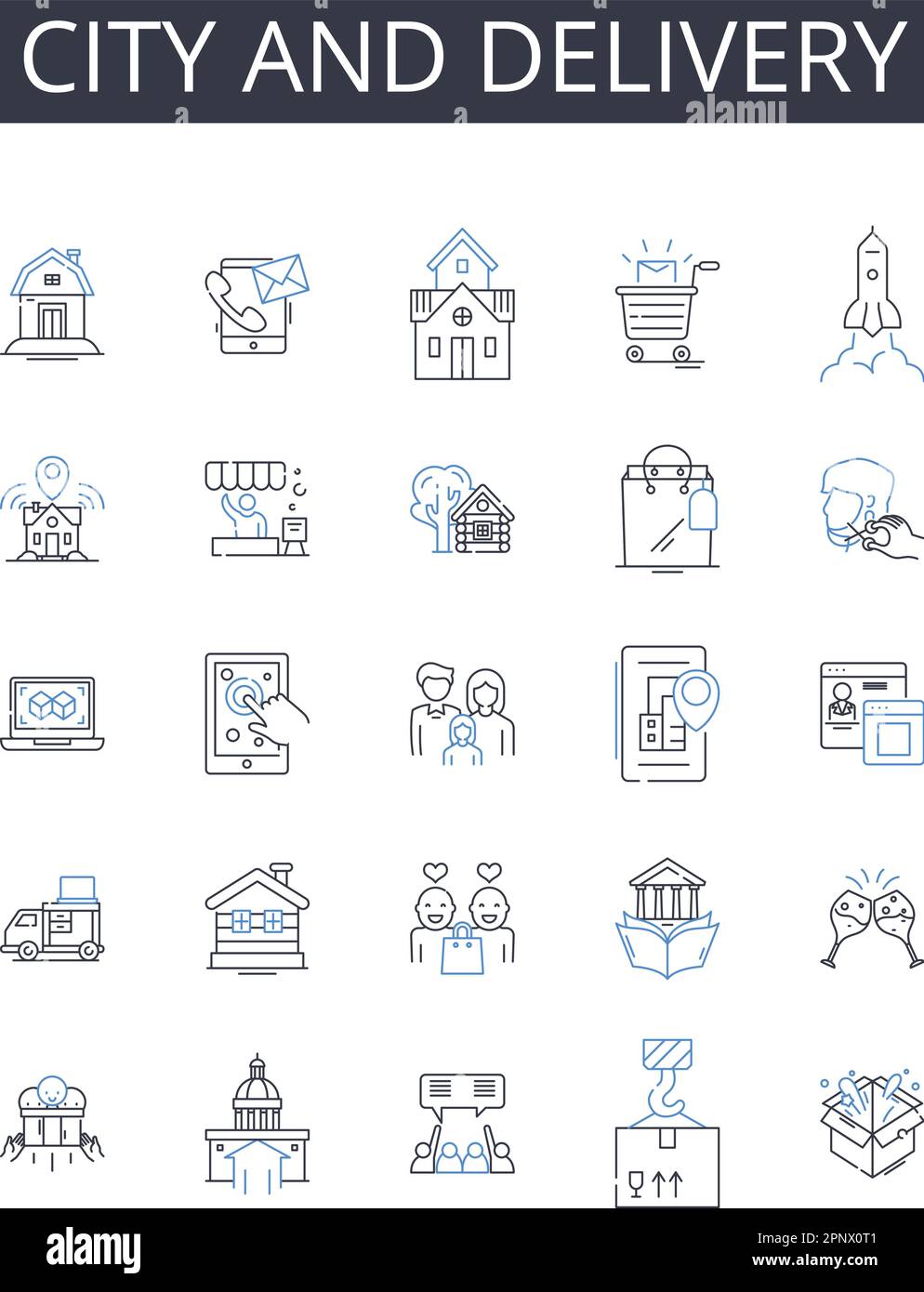City and delivery line icons collection. Metropolitan, Urban, Municipal ...
