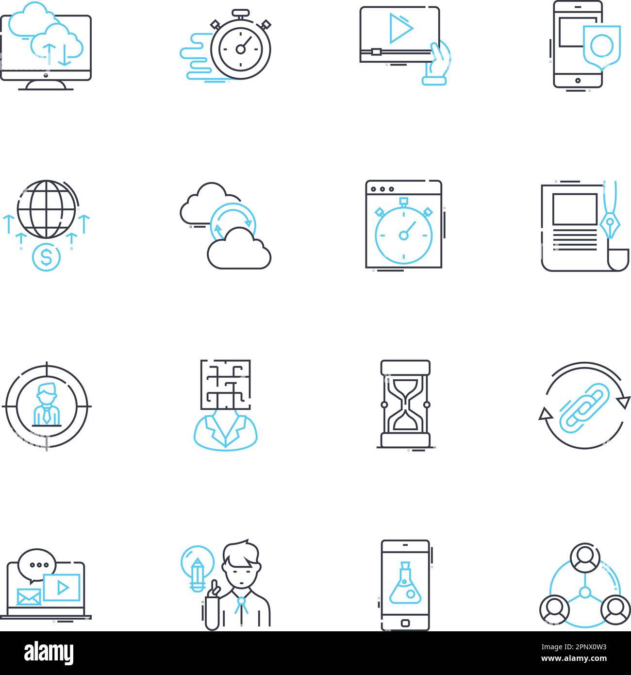 Instruction Linear Icons Set Teaching Guide Training Education