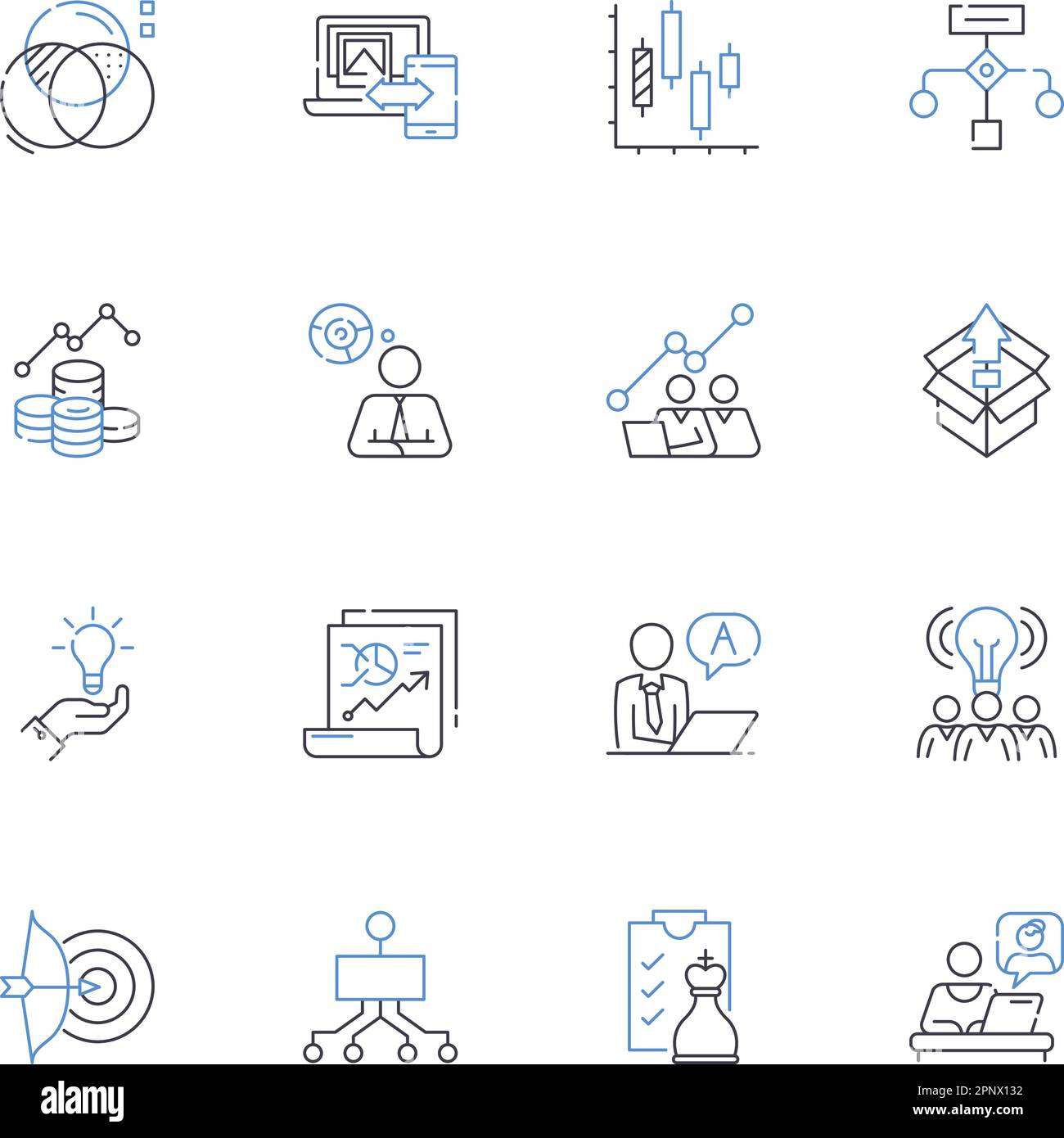 Inventory Management Line Icons Collection Stock Warehouse Tracking System Optimization
