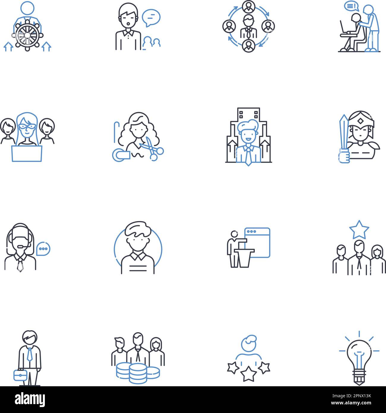 Apprentice line icons collection. Diligence, Learning, Guidance ...