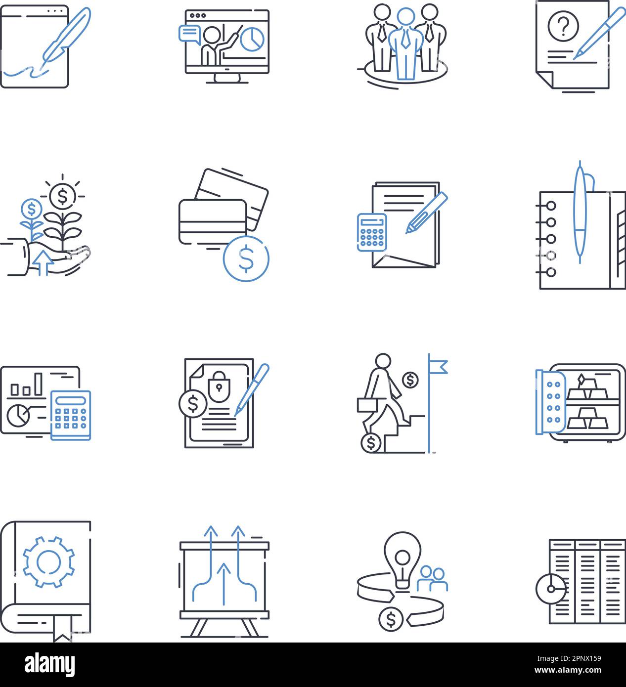 Financial organization line icons collection. Budgeting, Accounting ...