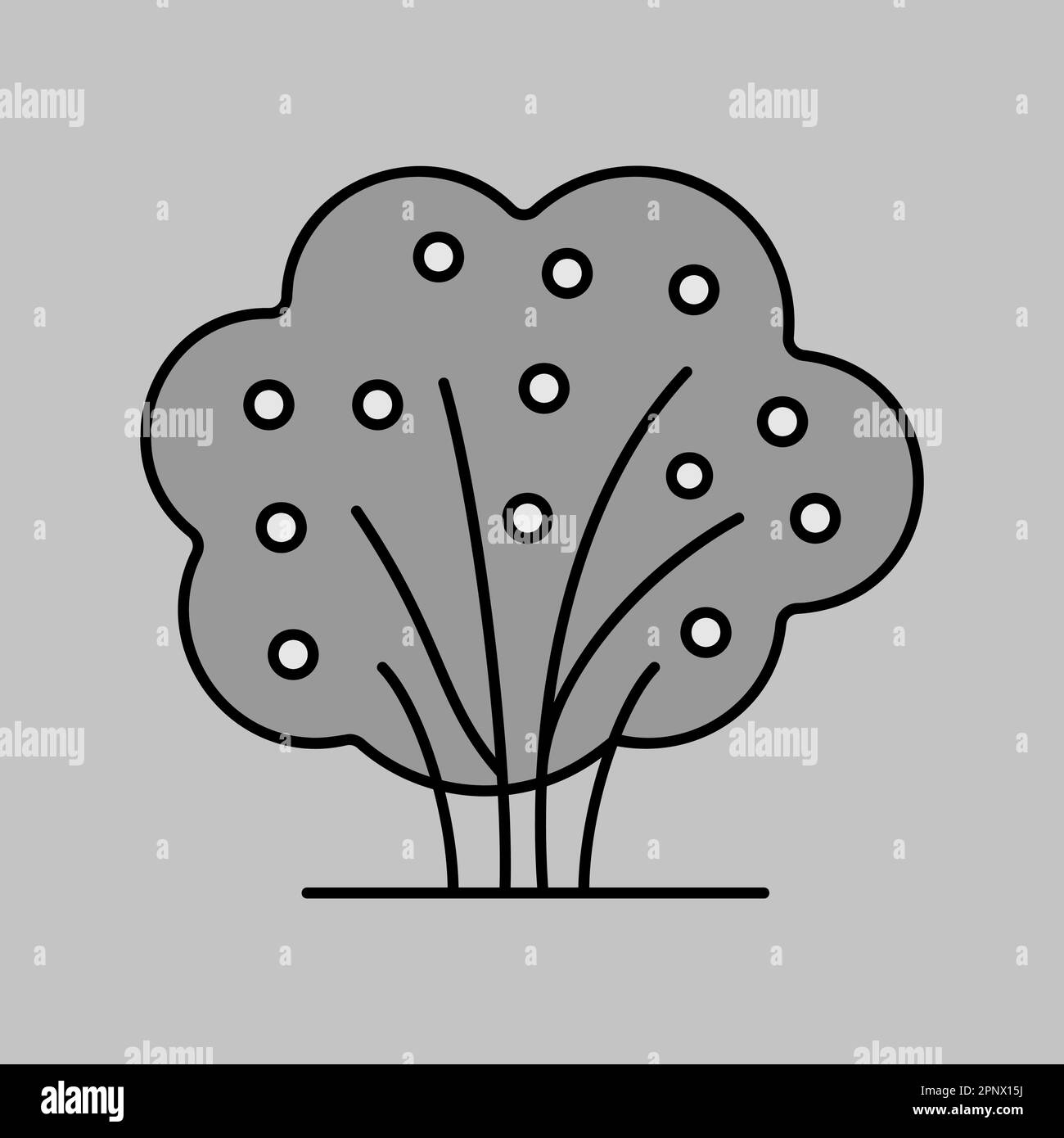 Garden bush with berries isolated vector grayscale icon. Graph symbol ...
