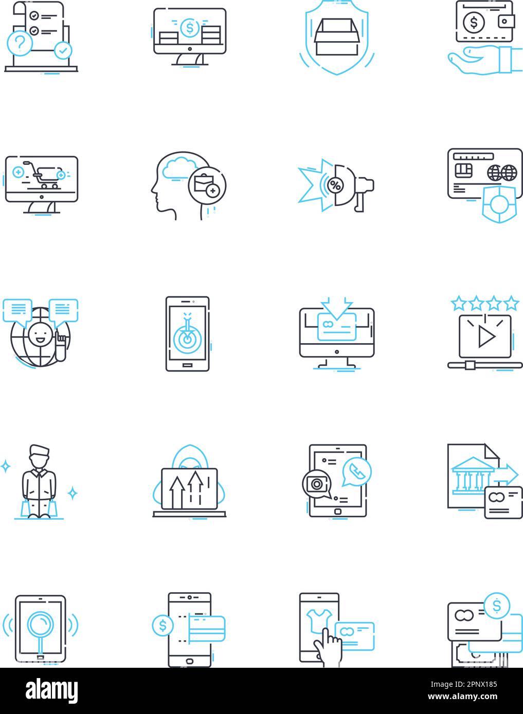 Target audience linear icons set. Millennials, Parents, Gamers, Fitness ...