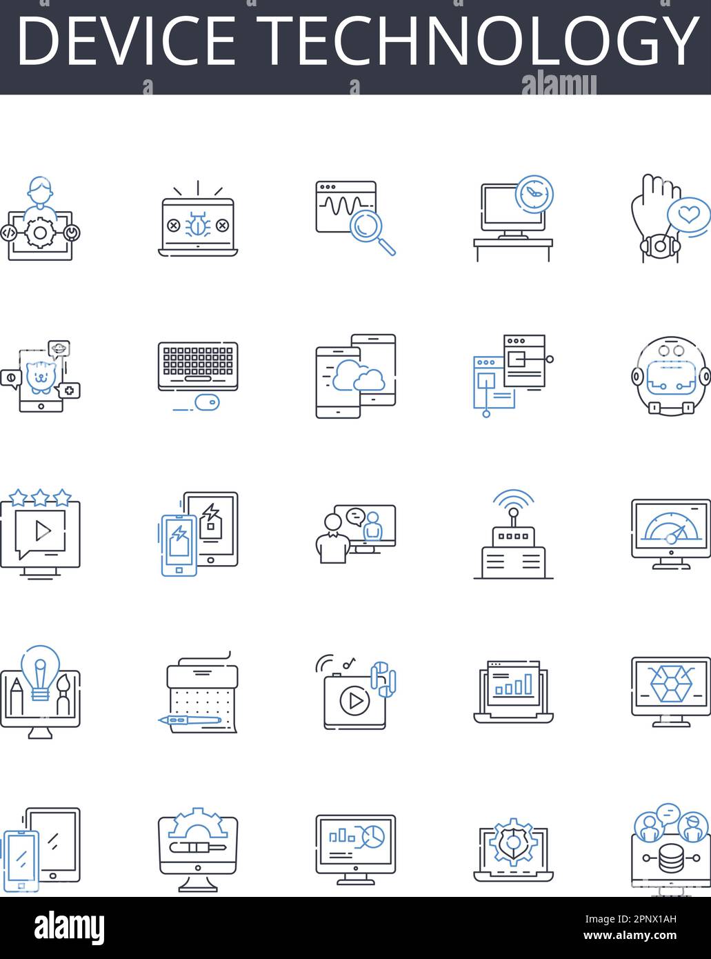 Device technology line icons collection. Communication nerk, Information technology ...
