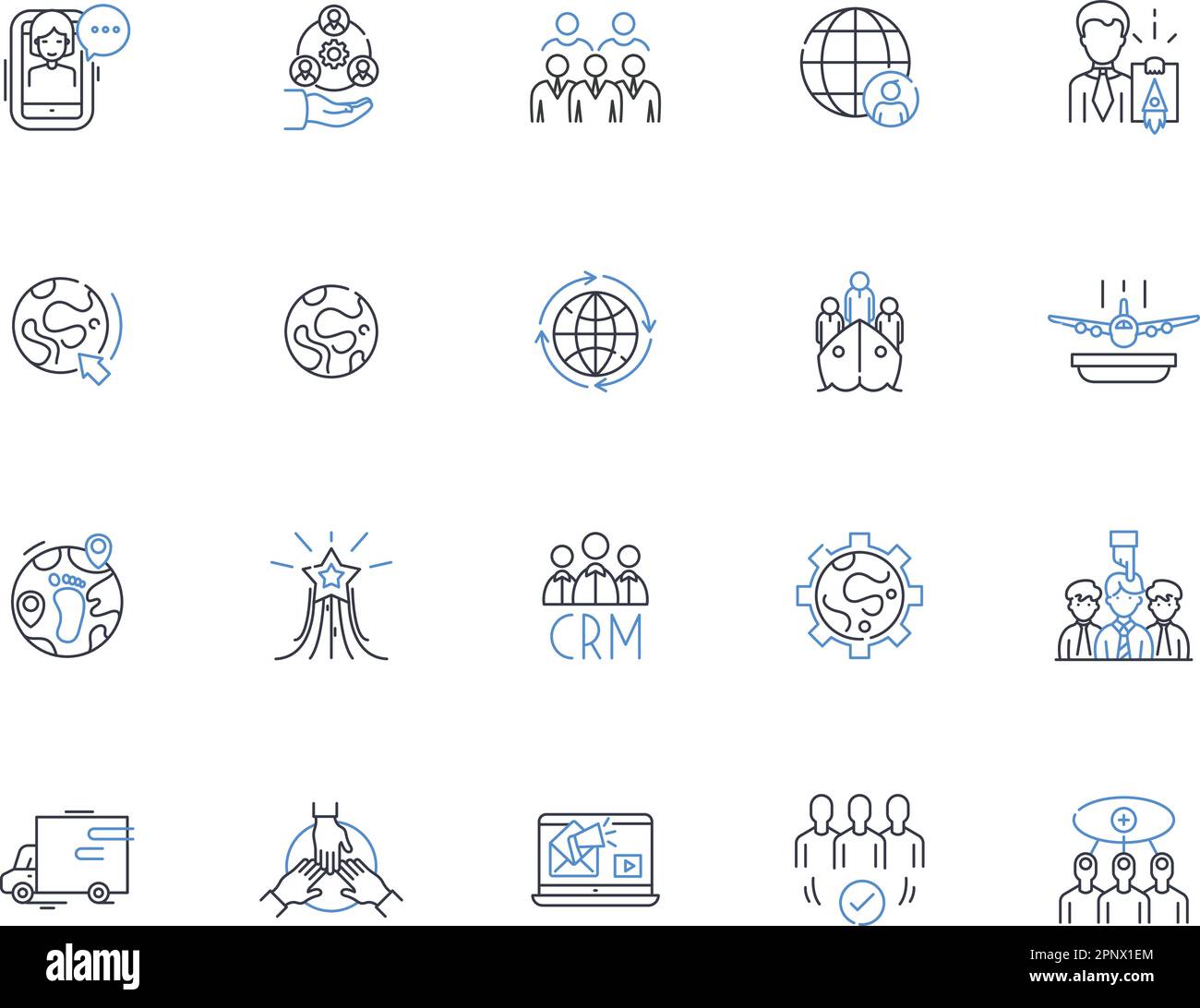 Cross-cultural dealings line icons collection. Diversity ...