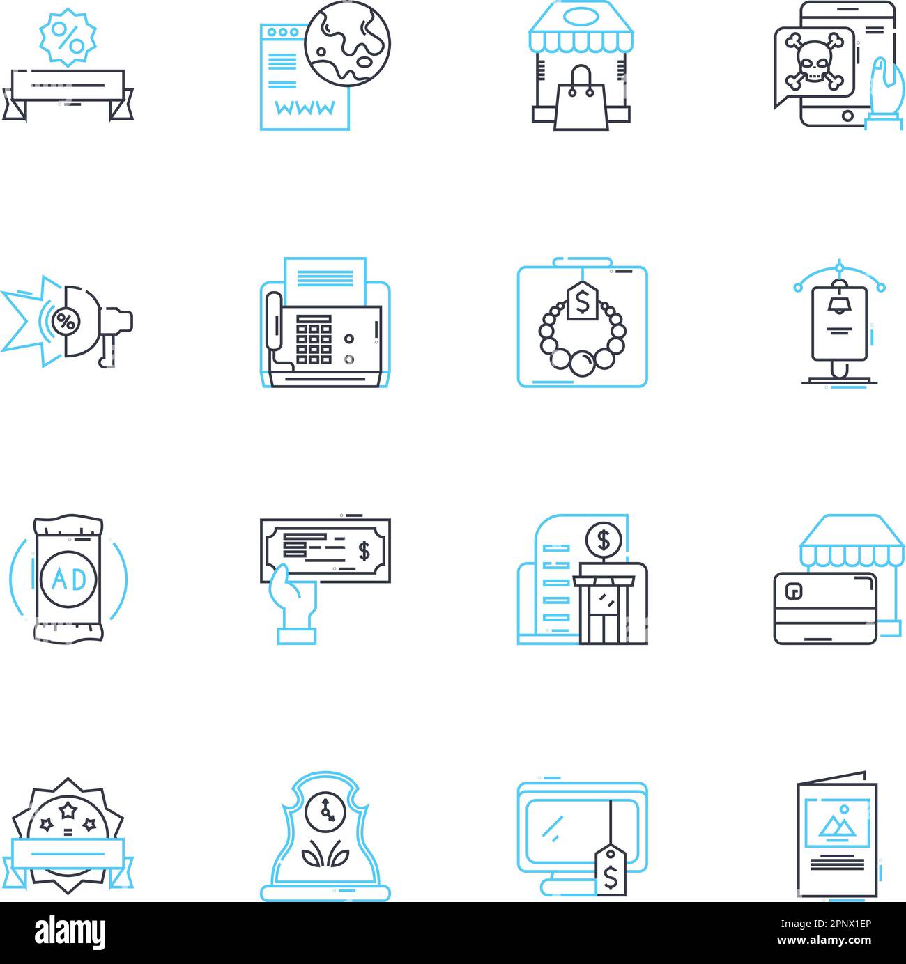 Promotion plan linear icons set. Advertisement, Marketing, Sales ...