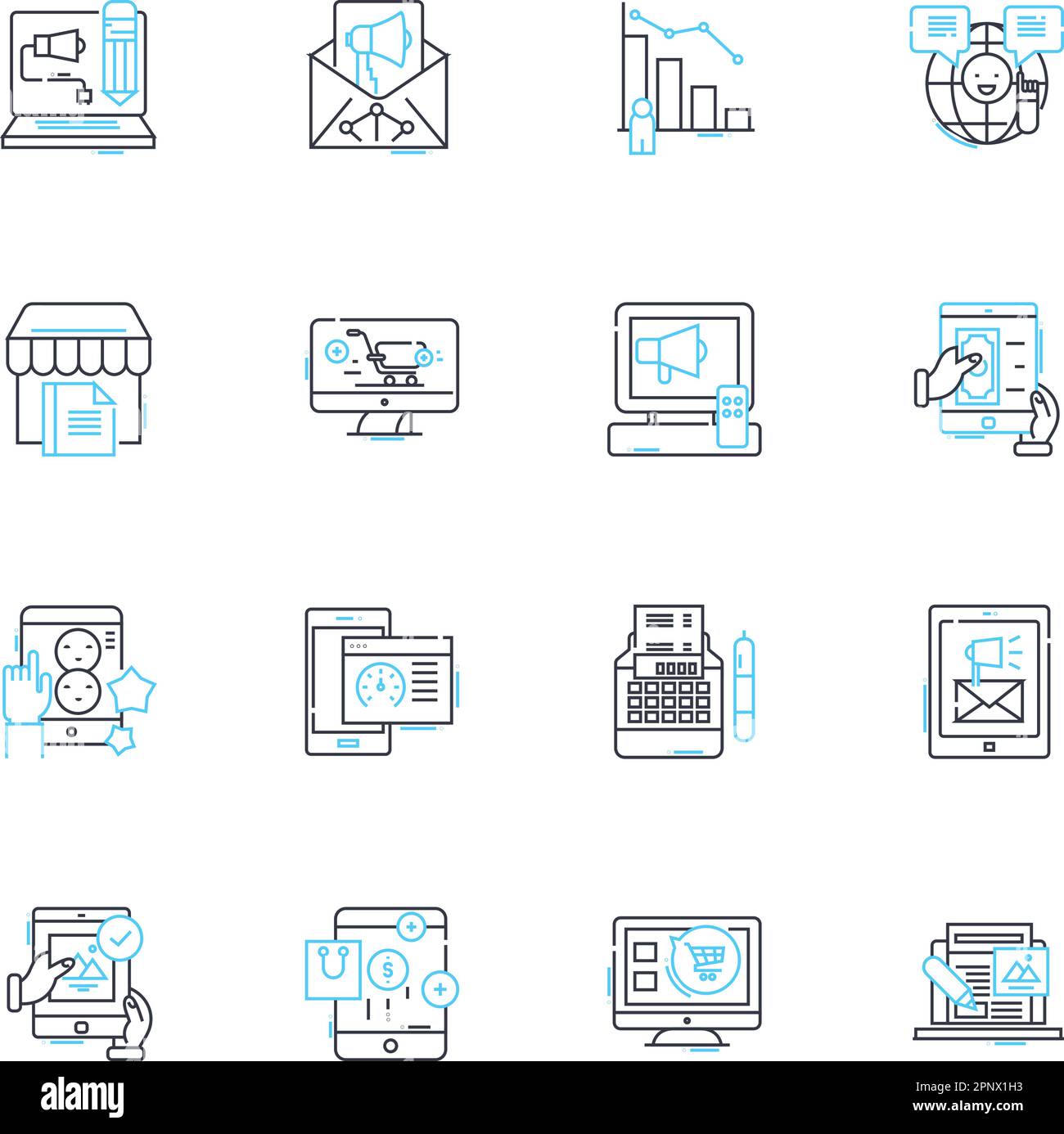 Market policy linear icons set. Regulation, Intervention, Incentives ...