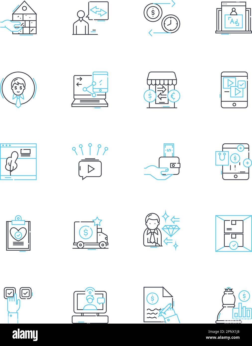 E-commerce world linear icons set. Marketplace, Retail, Online, Shopping, Platform, Digital ...