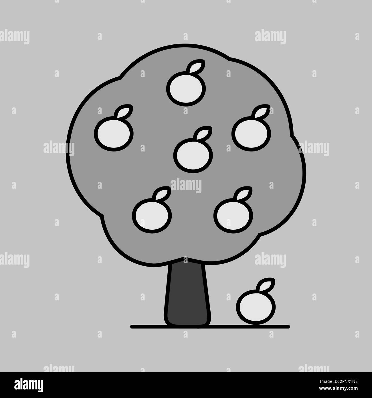 Apple tree isolated vector grayscale icon. Graph symbol for agriculture ...