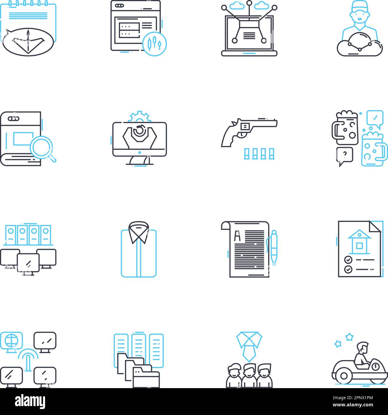 Contacting linear icons set. Call, Email, Message, Reach, Communicate ...