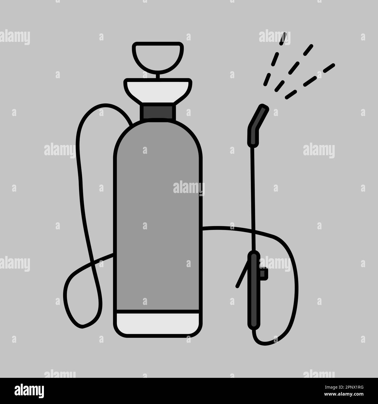 Garden sprayer isolated vector grayscale icon. Graph symbol for ...
