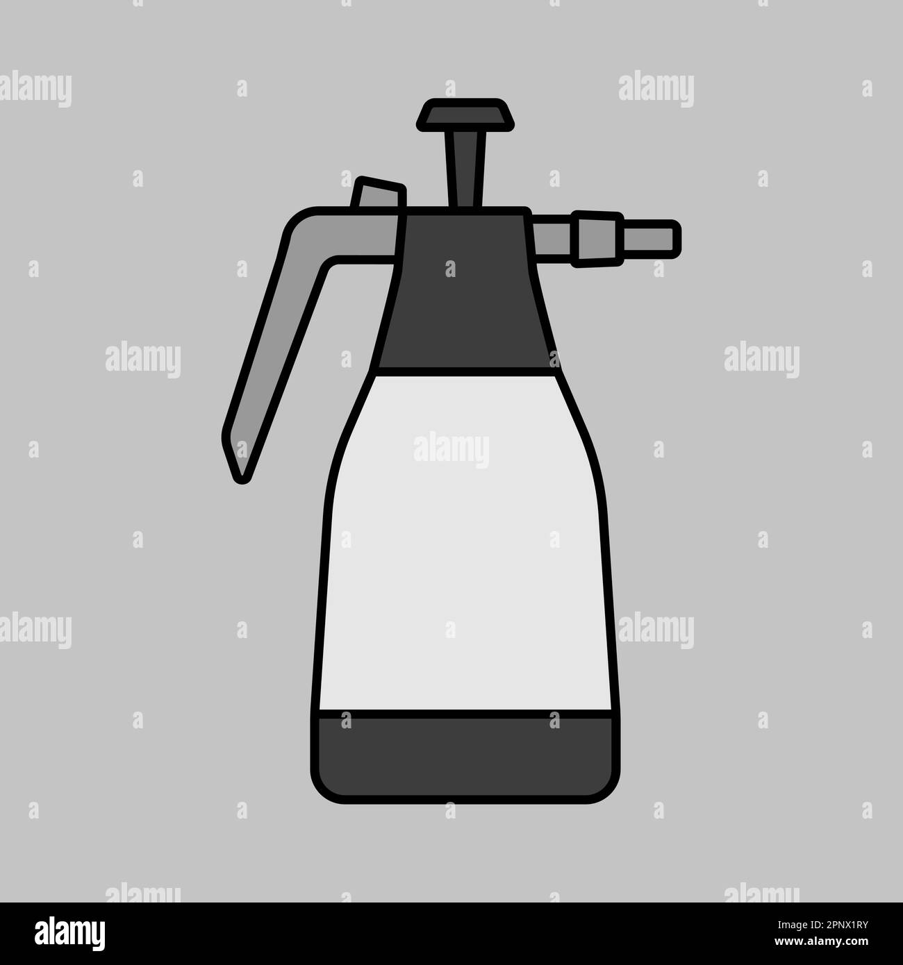 Garden hand compression sprayer pump vector grayscale icon. Graph ...