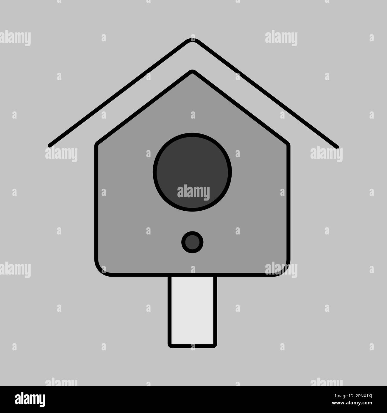 Wooden birdhouse, place for nest vector grayscale icon. Graph symbol ...