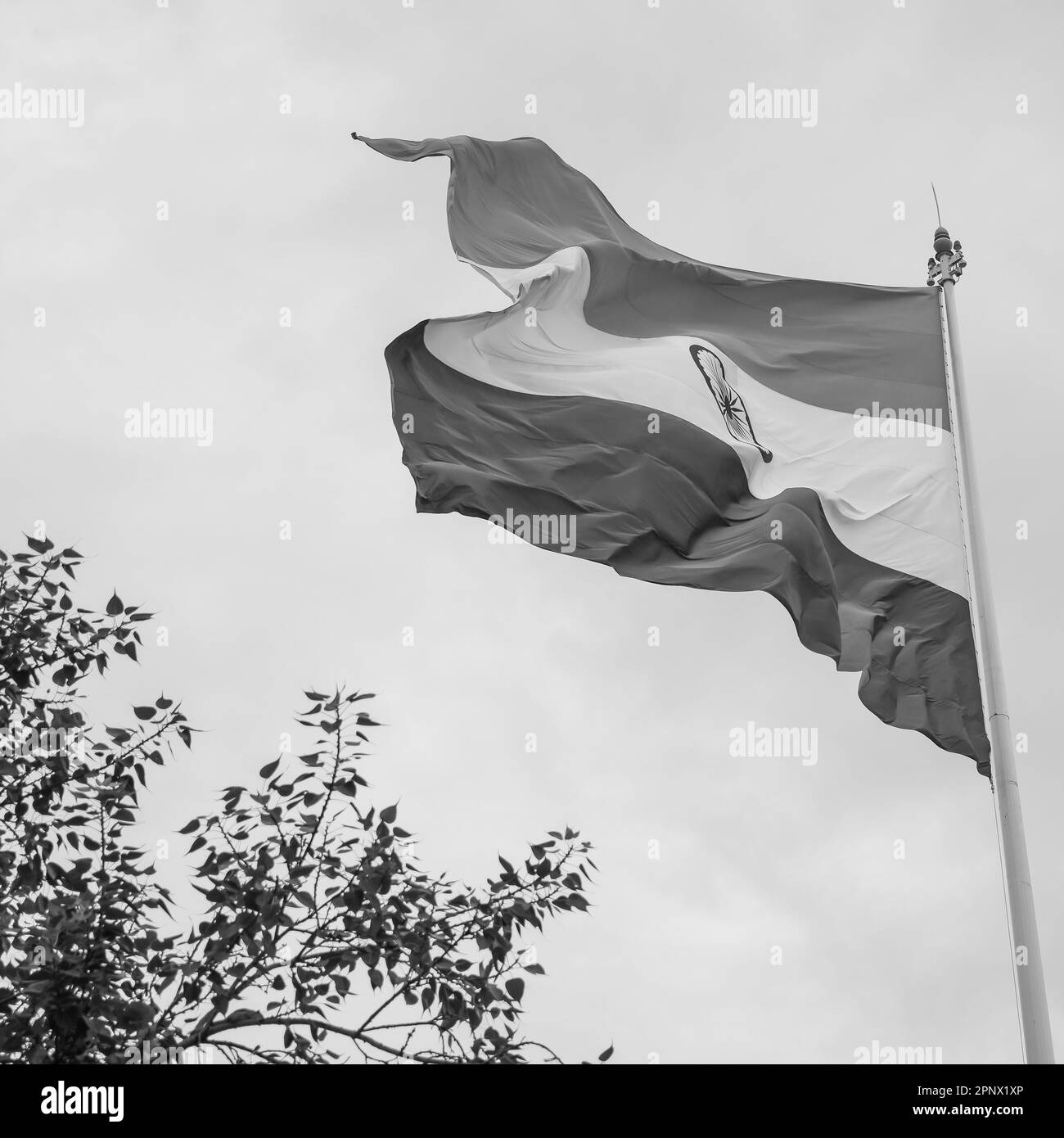India flag flying high at Connaught Place with pride in blue sky, India ...
