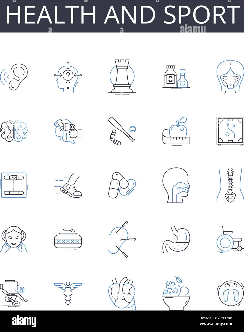 Health and sport line icons collection. Collaboration, Nerking ...