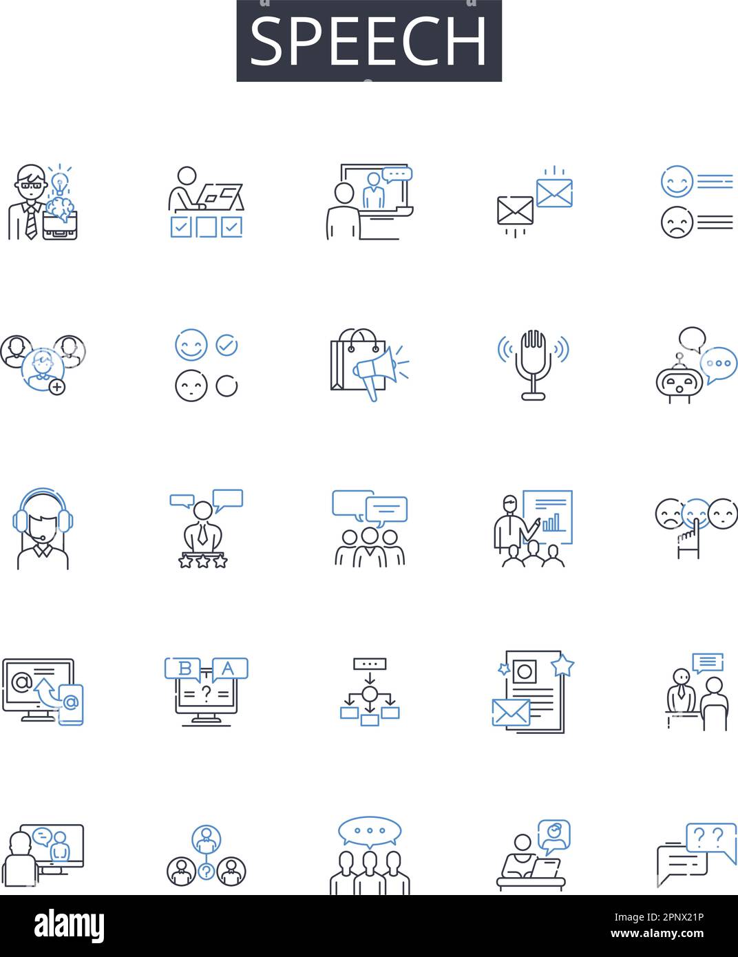 Speech line icons collection. Uncertainty, Membership, Crispness ...
