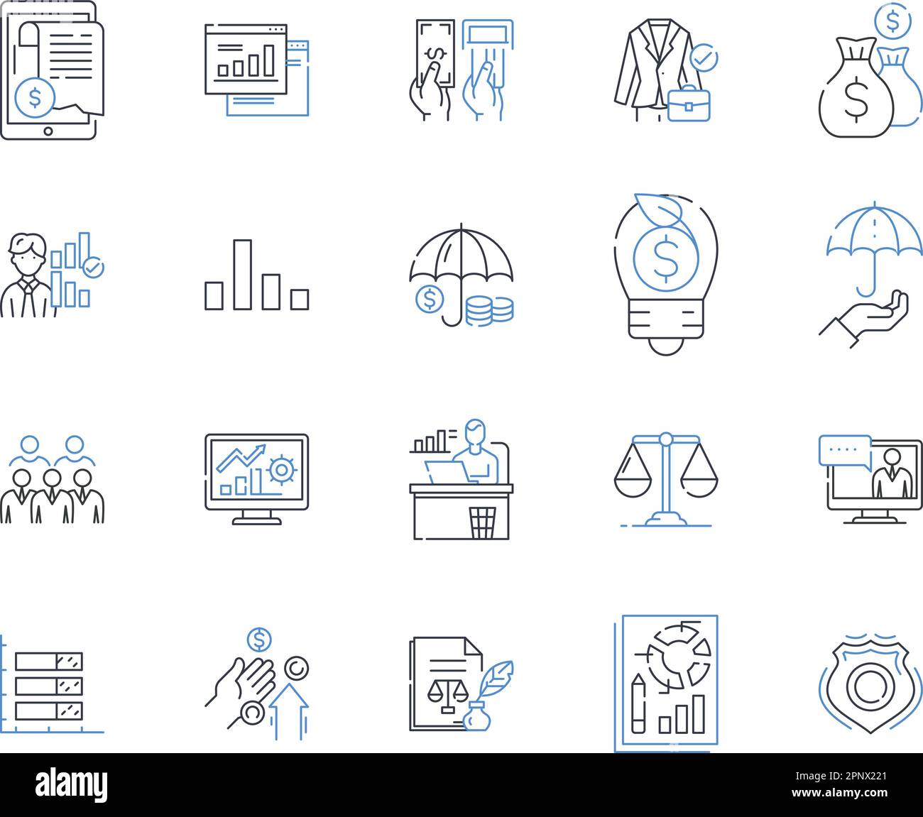 Asset Management Line Icons Collection Investment Portfolio