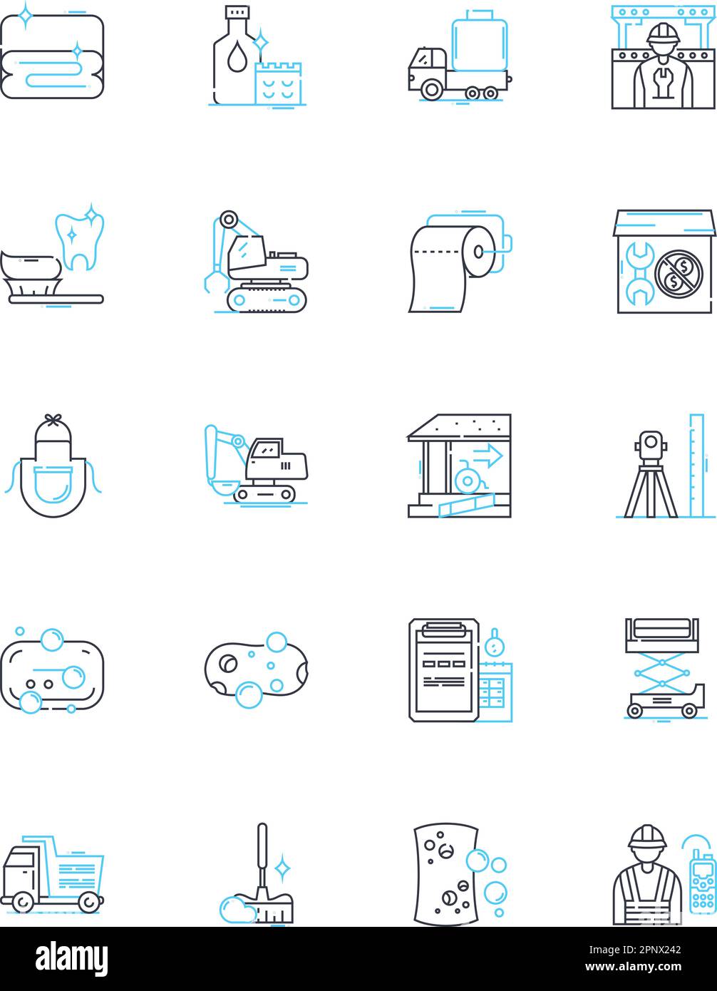 Polishing linear icons set. Shine, Buffing, Luster, Refinement, Gloss ...